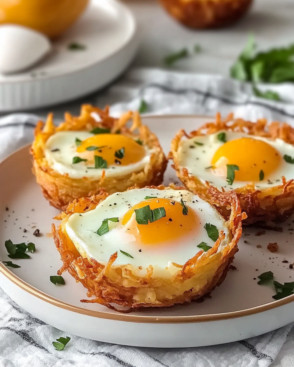 Eggs in Hash Brown Baskets