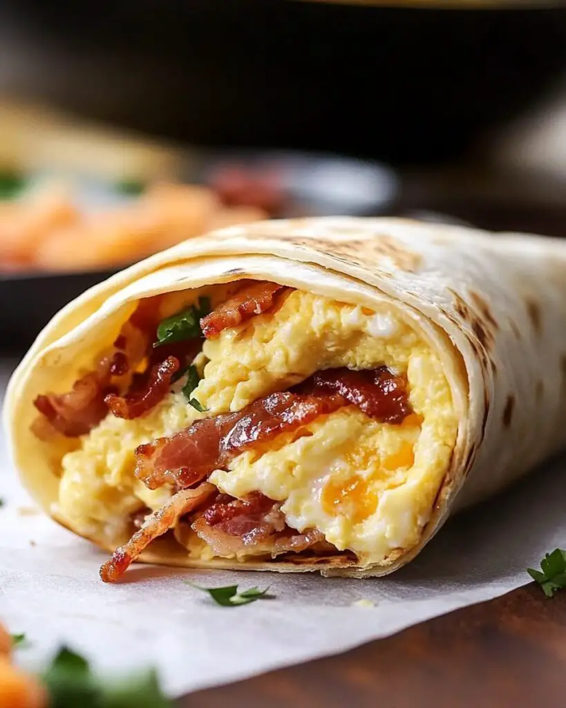 Cheesy Bacon and Egg Breakfast Wrap - Recipes by Zoey