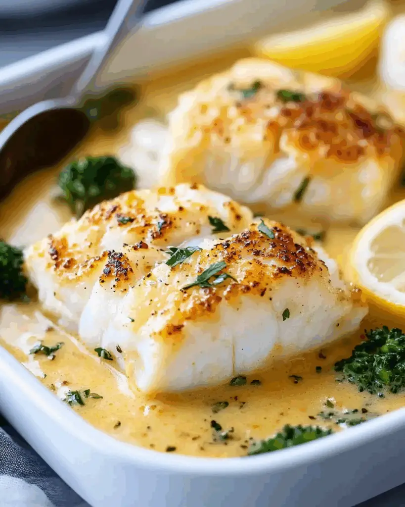 Baked Cod in Coconut Lemon Cream Sauce