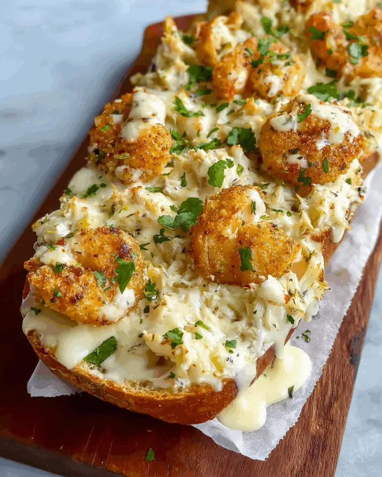 Shrimp & Jumbo Lump Crab Alfredo Garlic Bread