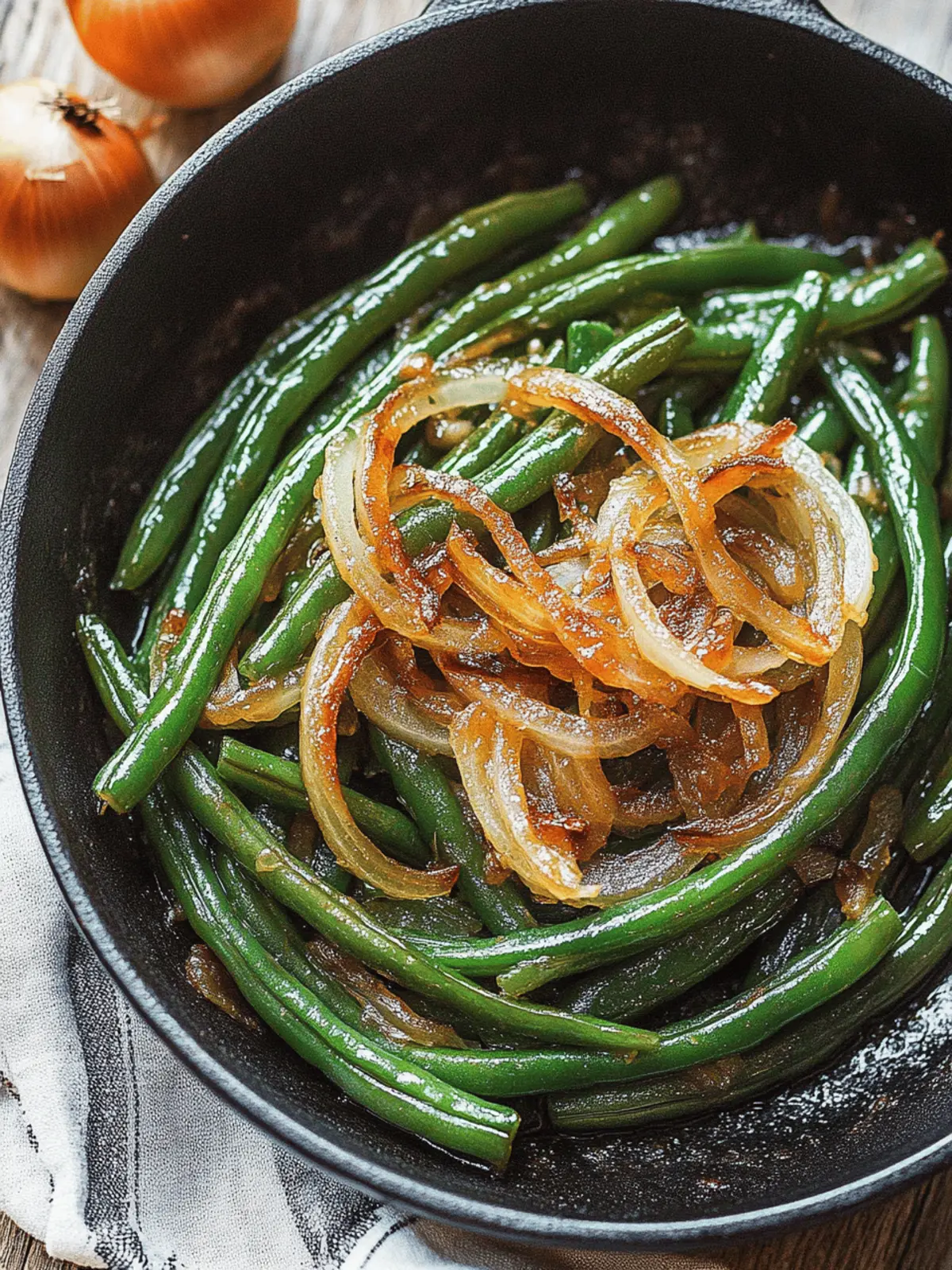 Irresistible Sautéed Green Beans with French Onions