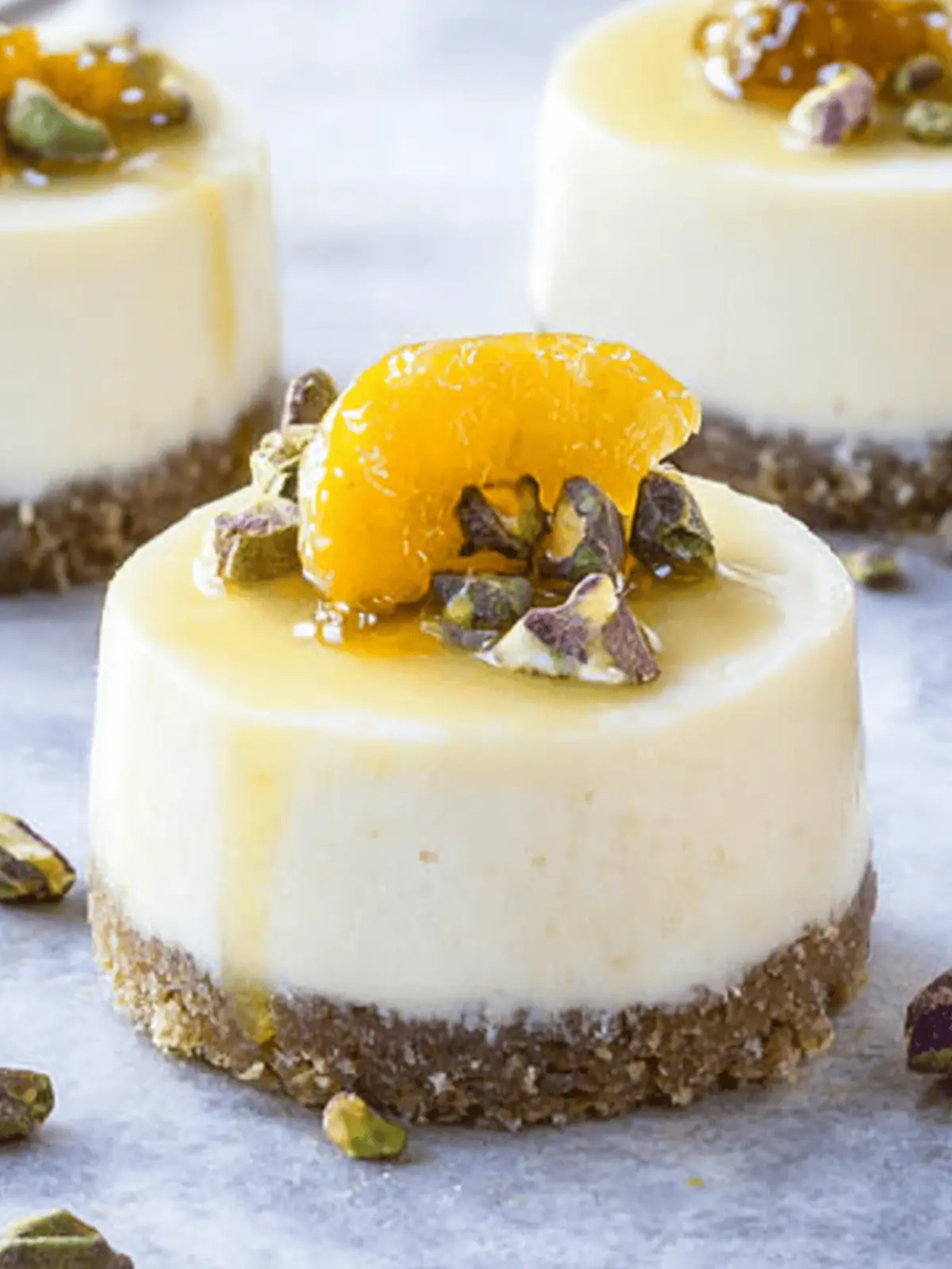 Irresistible Goat Cheese, Honey & Pistachio Cheesecakes